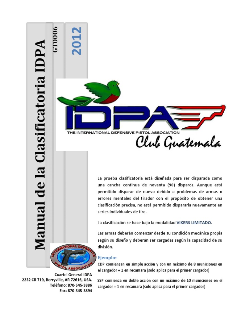 Manual para IDPA Classifier PDF | PDF