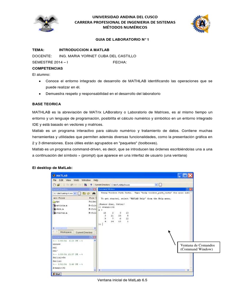 Guia #1 Introduccion Matlab | PDF | Matlab | Ventana (informática)