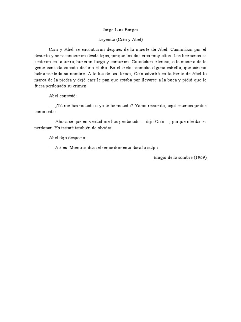 Leyenda Caín y Abel (Jorge Luis Borges) | PDF