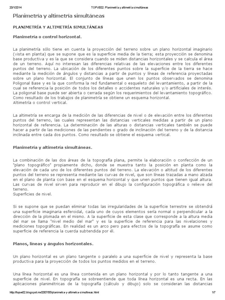 Planimetría y Altimetría en Topografía | PDF | Topografía | Agrimensura