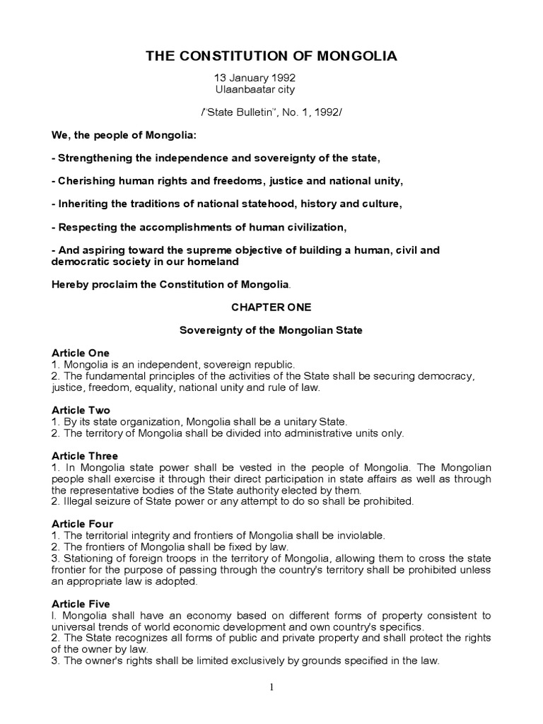 Constitution Mongolia | Supreme Courts | Judiciaries | Free 30-day ...