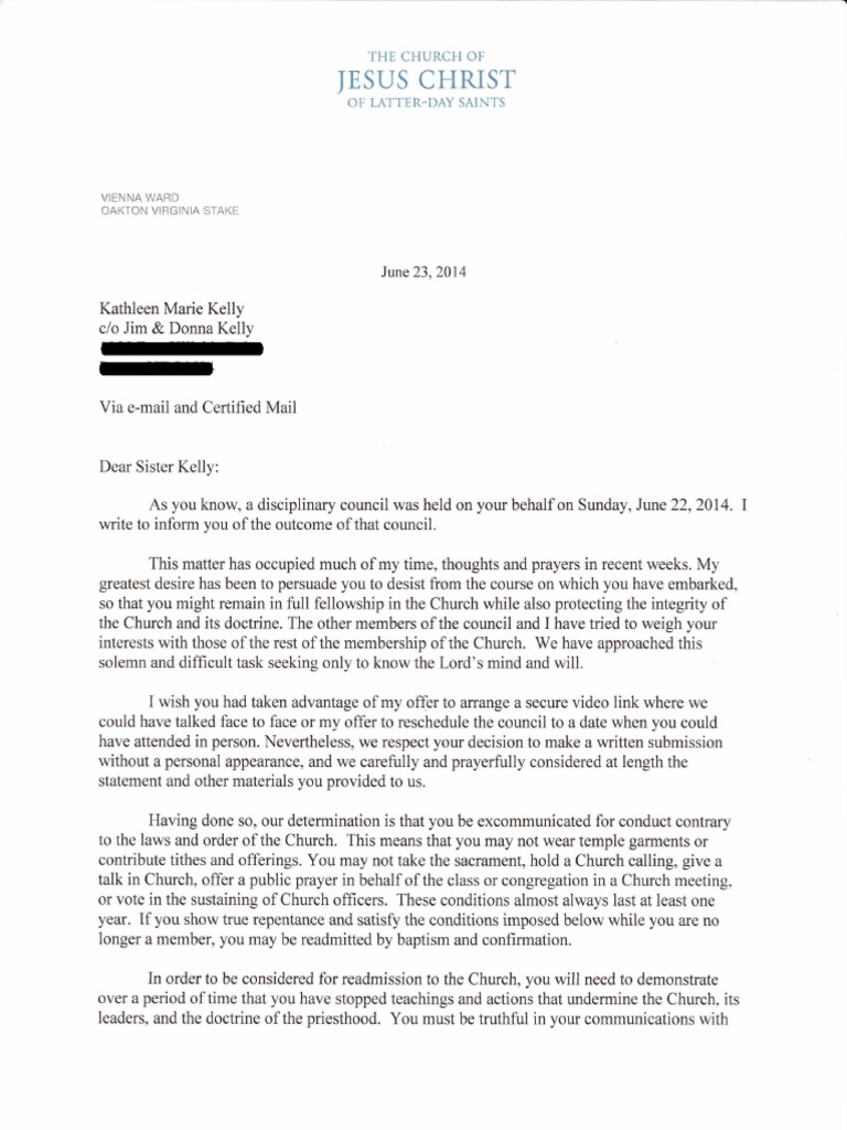 Kate Kelly Excommunication Decision | Ordination | Religious Organizations