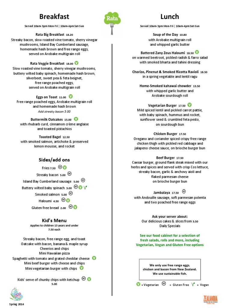 Rata Cafe Menu | PDF | Tea | Hamburgers