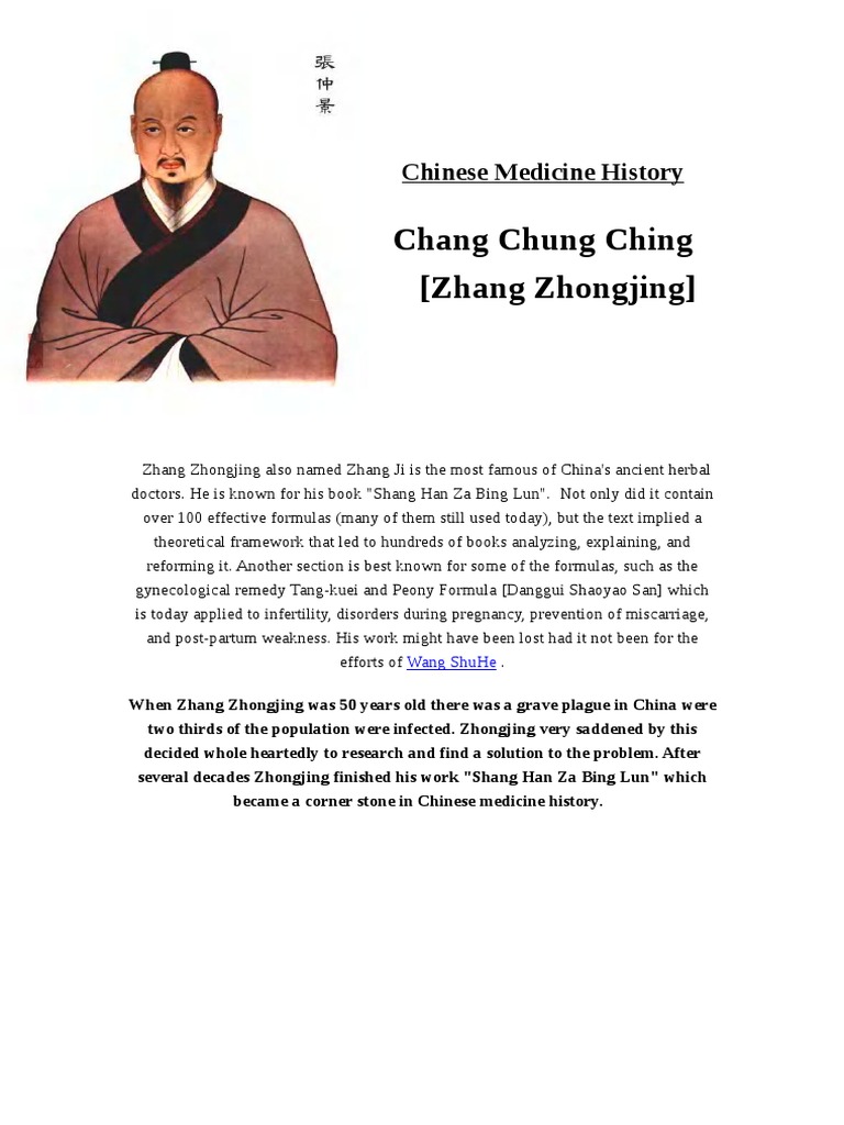 Chang Chung Ching (Zhang Zhongjing) : Chinese Medicine History | PDF