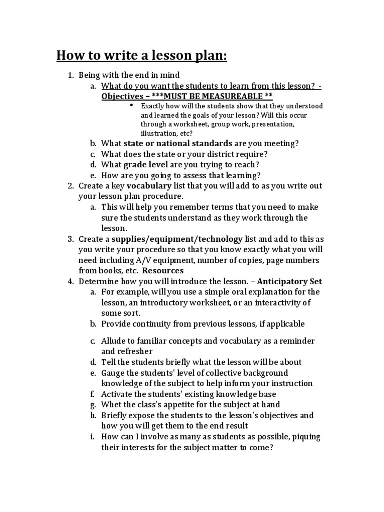 How to Write an Effective Lesson Plan | PDF | Cognition | Cognitive Science