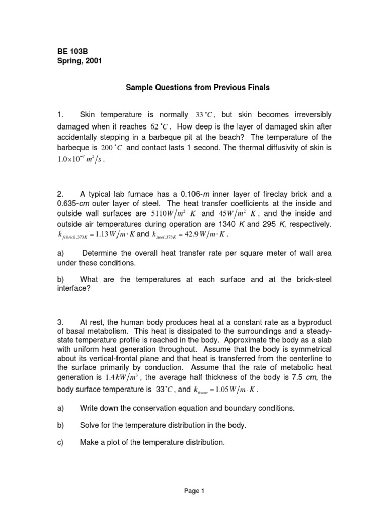 Heat Transfer Sample Problems | PDF | Diffusion | Heat Transfer
