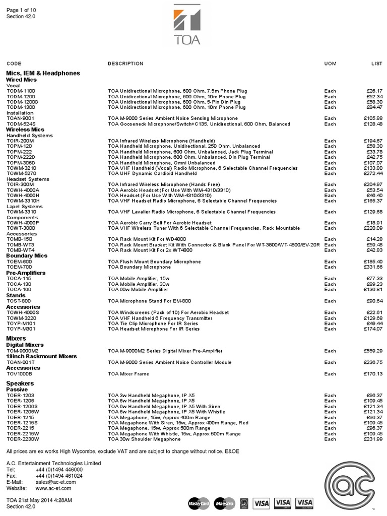 TOA Audio | PDF | Loudspeaker | Microphone