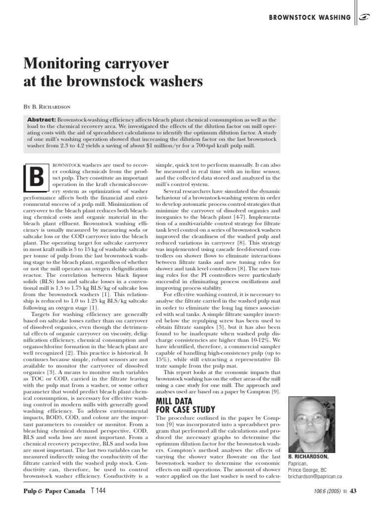 Brown Stock Washing | PDF | Washing Machine | Pulp (Paper)