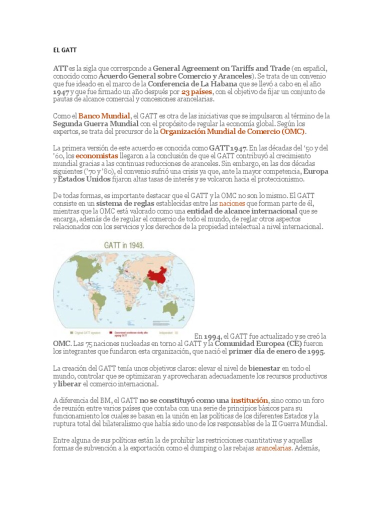 El Gatt | PDF | Acuerdo General sobre Aranceles Aduaneros y Comercio ...