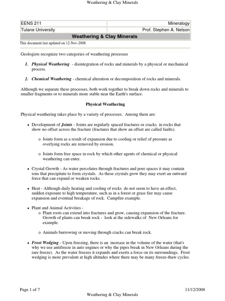 Weathering Processes & Clay Minerals | PDF