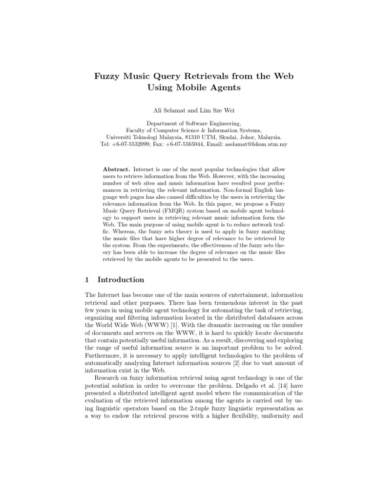 Fuzzy Music Query Retrievals PRIMA 05 | PDF | Information Retrieval ...