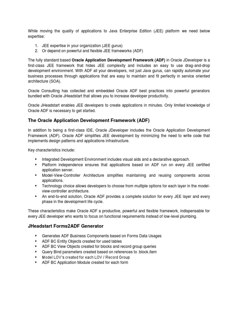 The Oracle Application Development Framework Adf Pdf Oracle