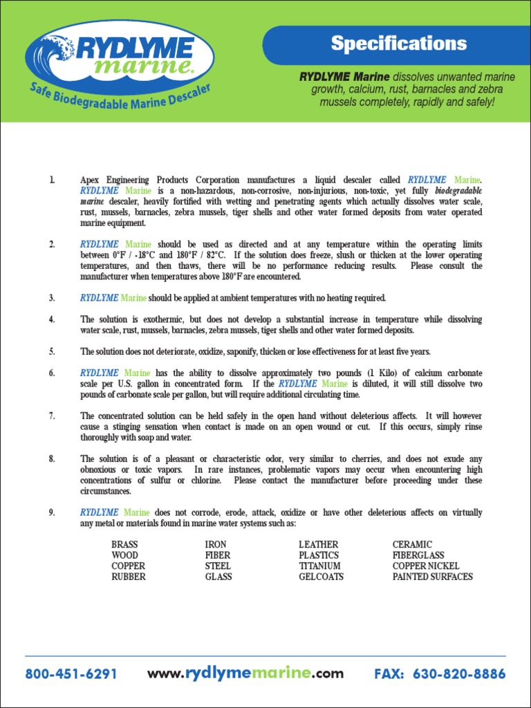 Rydlyme Marine Specifications | PDF | Alloy | Corrosion