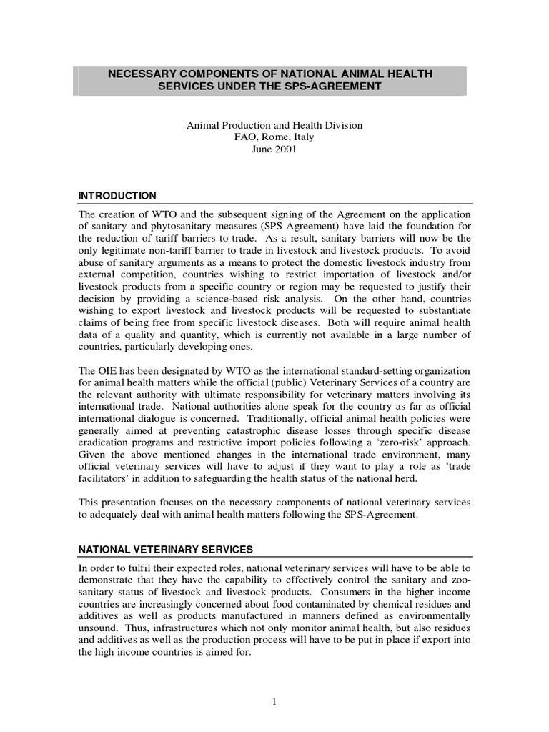 SPS and Animal Health | PDF | Veterinary Medicine | Livestock