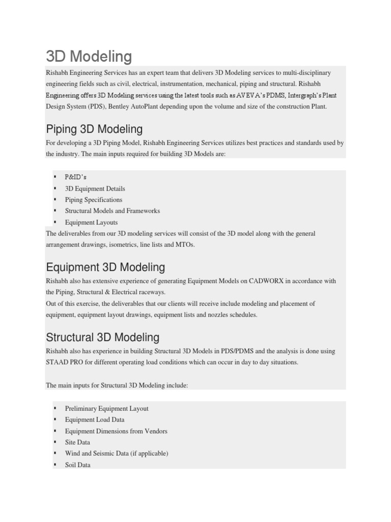 3D Modeling (Inputs&Outputs) 1514 20140622 | PDF | 3 D Modeling | 3 D ...
