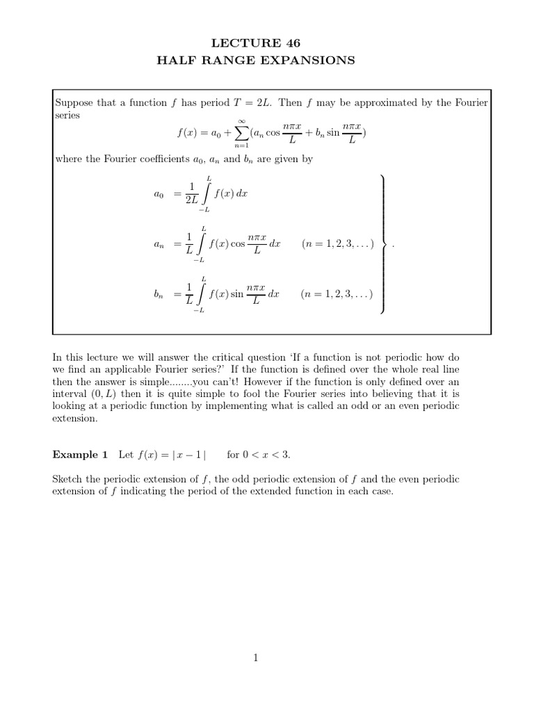 Student Lecture 46 Half Range Expansions | PDF | Fourier Series ...
