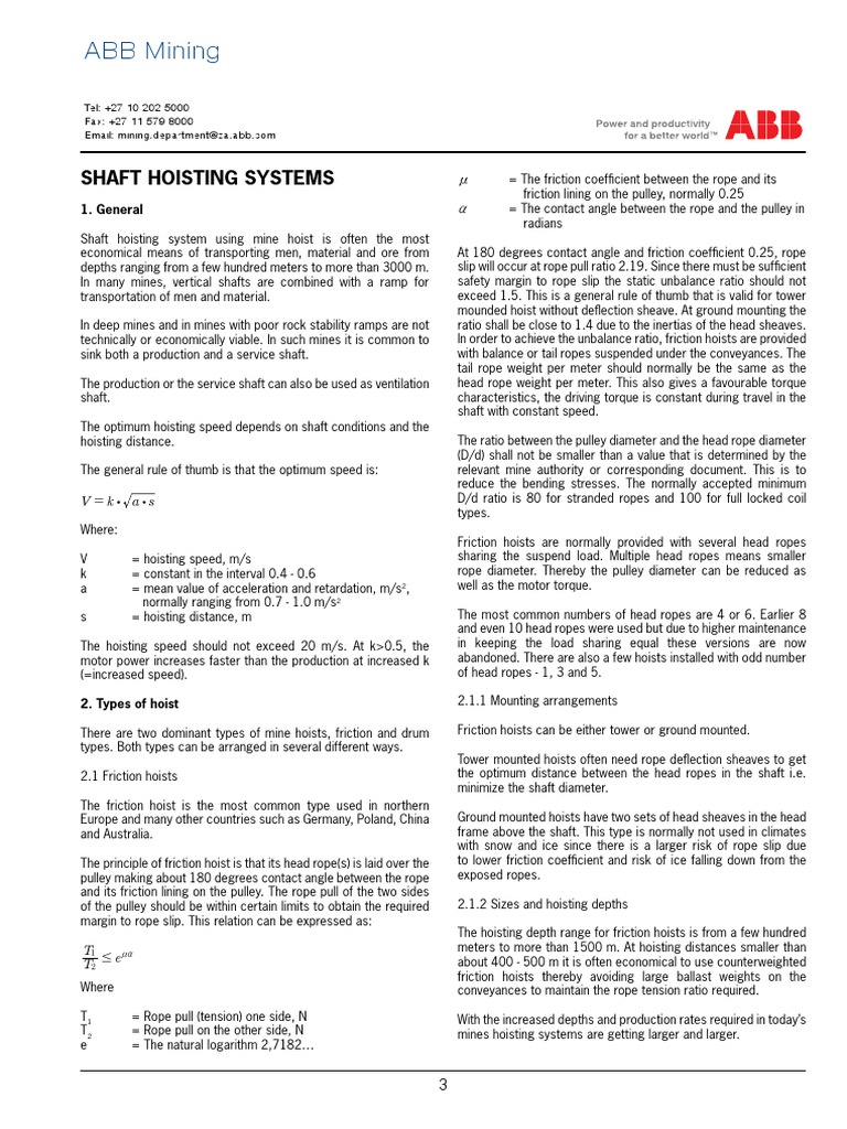 ABB Mining Shaft Hoisting Systems Guide | PDF | Rope | Machines