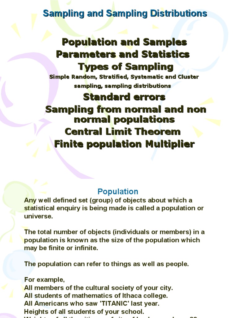 Sampling And Sampling Distributions Pdf Bias Of An Estimator Stratified Sampling