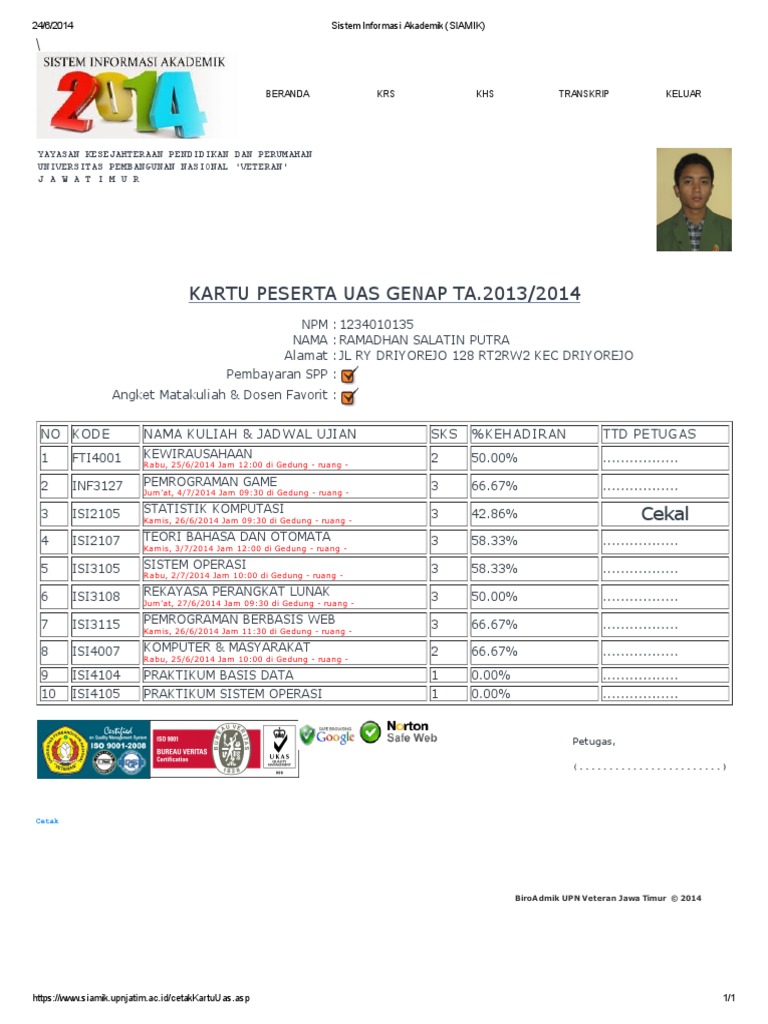 Sistem Informasi Akademik (SIAMIK) | PDF