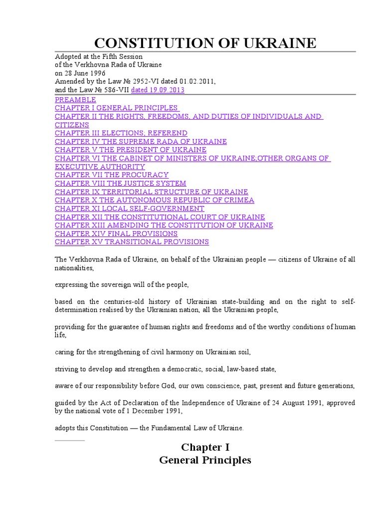 Constitution of Ukraine | PDF | Politics Of Ukraine | Government