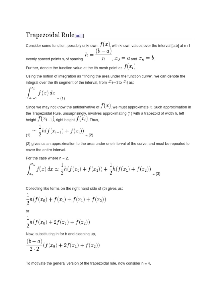Trapezoidal Rule | PDF | Integral | Numerical Analysis
