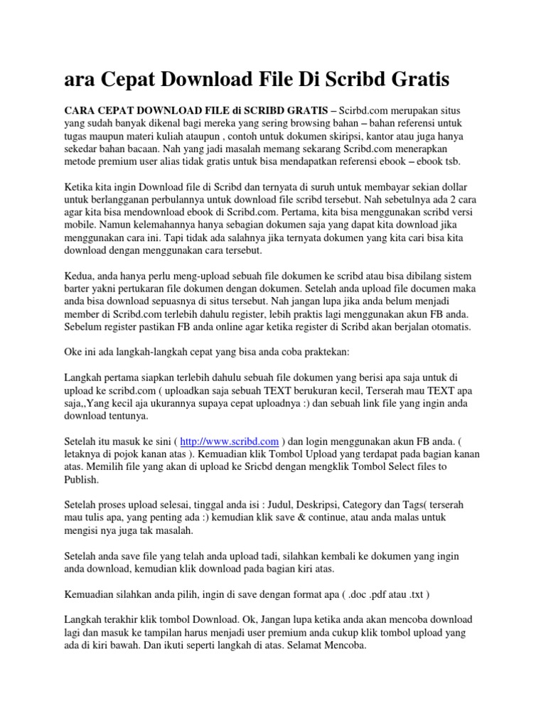 Cepat Download File Di Scribd | PDF