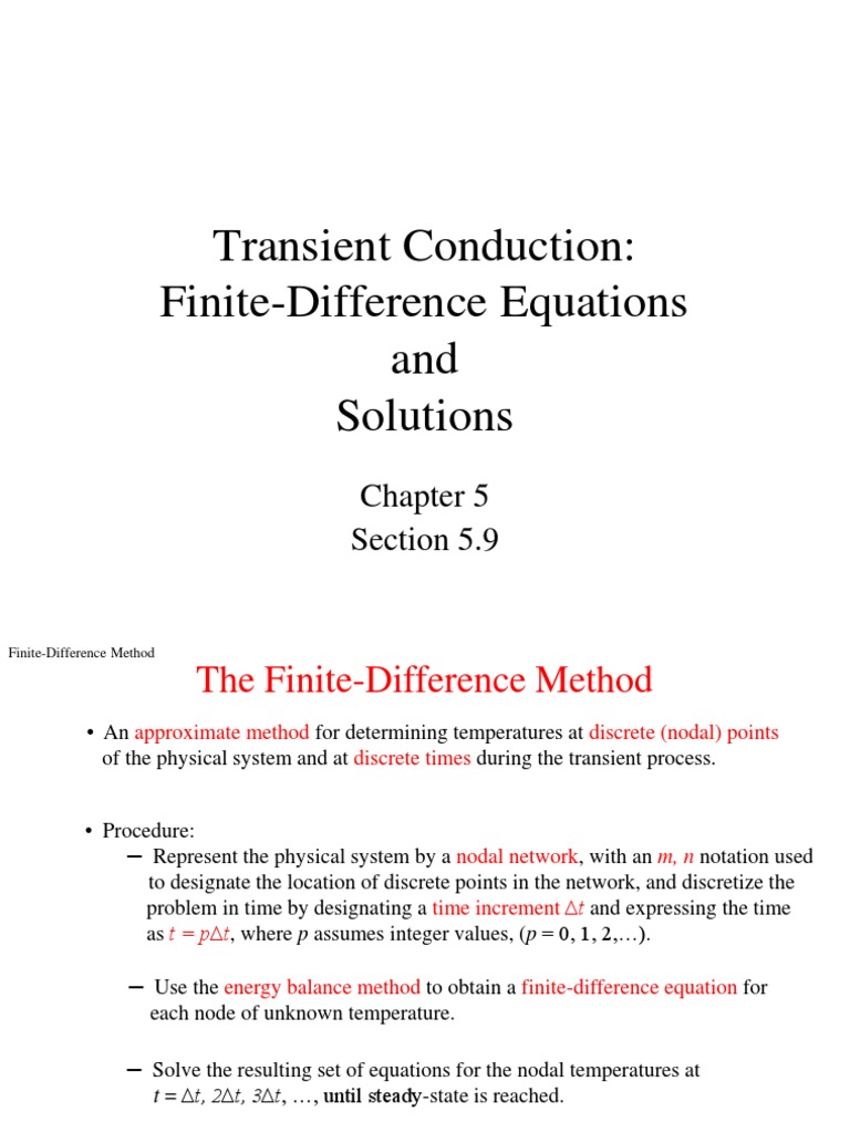 Transient Conduction Finite-Difference Equations | PDF | Thermal ...