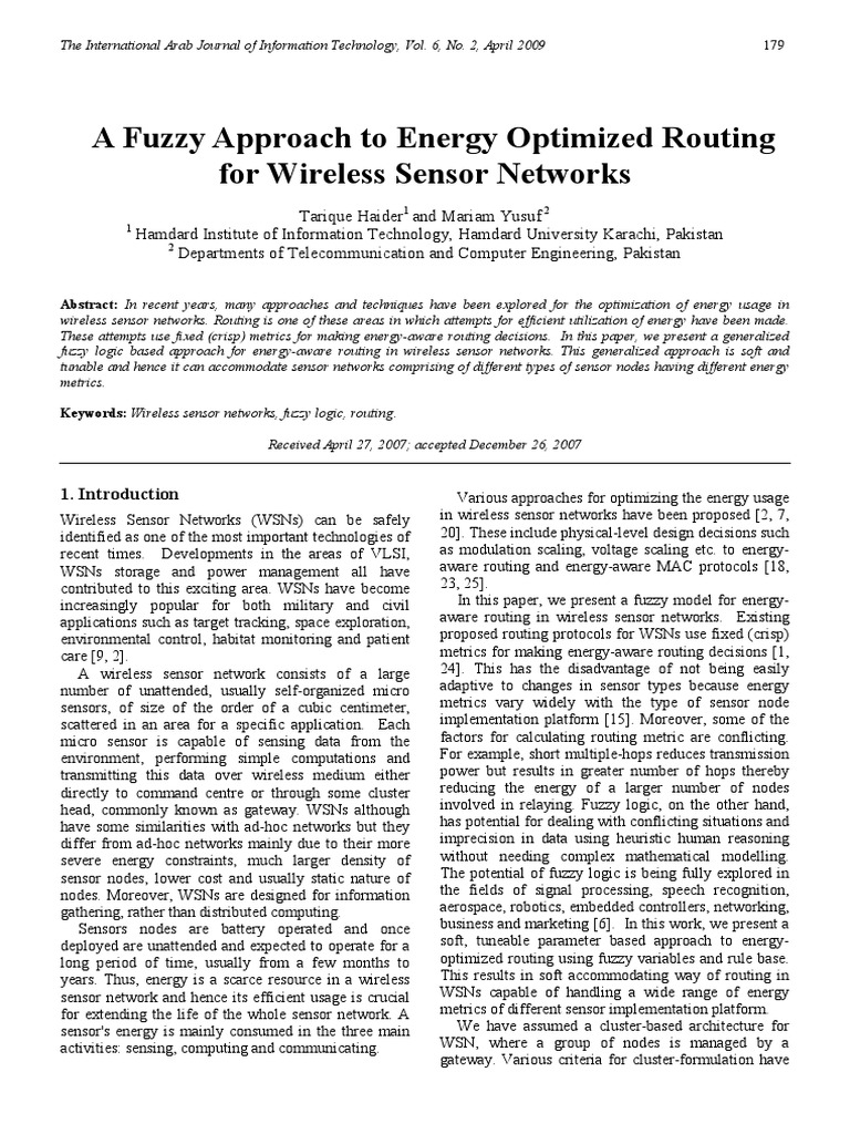 Fuzzy Logic in WSN | PDF | Wireless Sensor Network | Routing