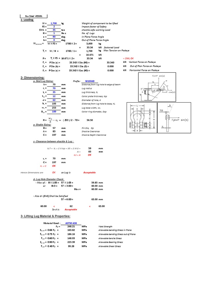 Skid Lifting Lug Design | PDF | Bending | Stress (Mechanics)