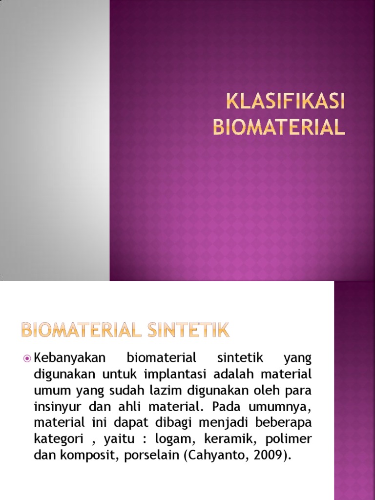 Jenis dan Aplikasi Biomaterial Medis | PDF
