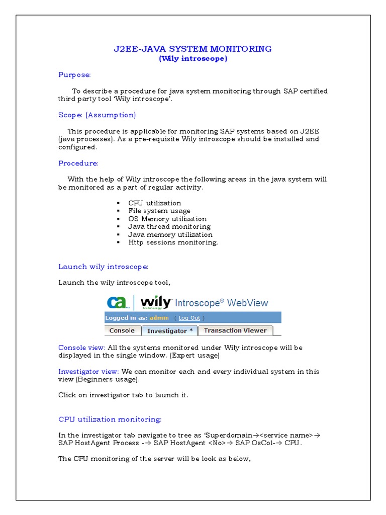 J2EE Java Monitoring with Wily | PDF | Java (Programming Language ...