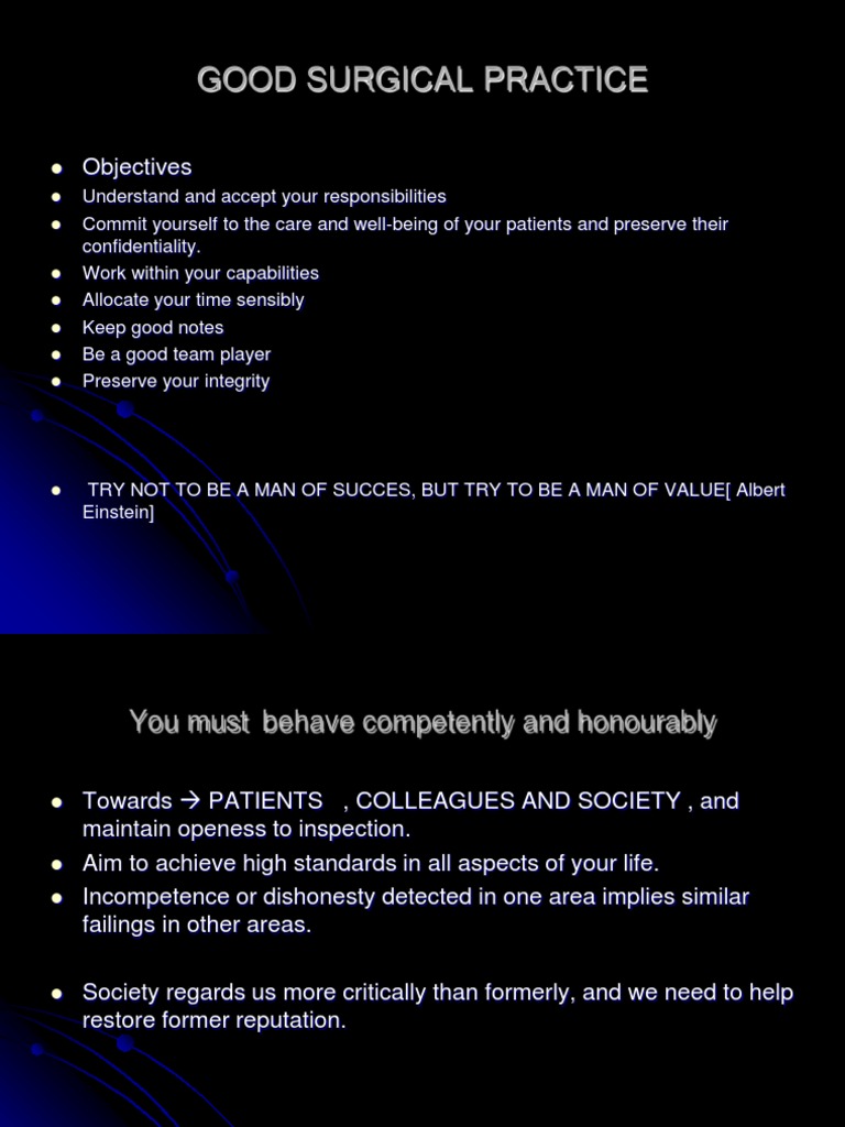 Good Surgical Practice | PDF | Patient | Confidentiality