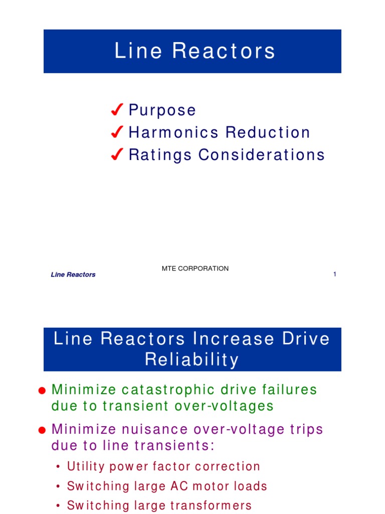 Line Reactors: Purpose Harmonics Reduction Ratings Considerations | PDF ...
