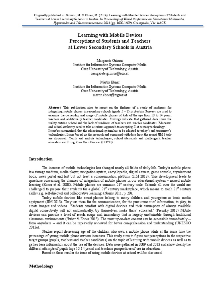 Learning With Mobile Devices Perceptions of Students and Teachers at ...