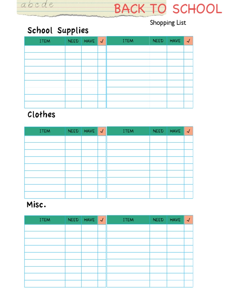 Back-to-School Checklist | PDF
