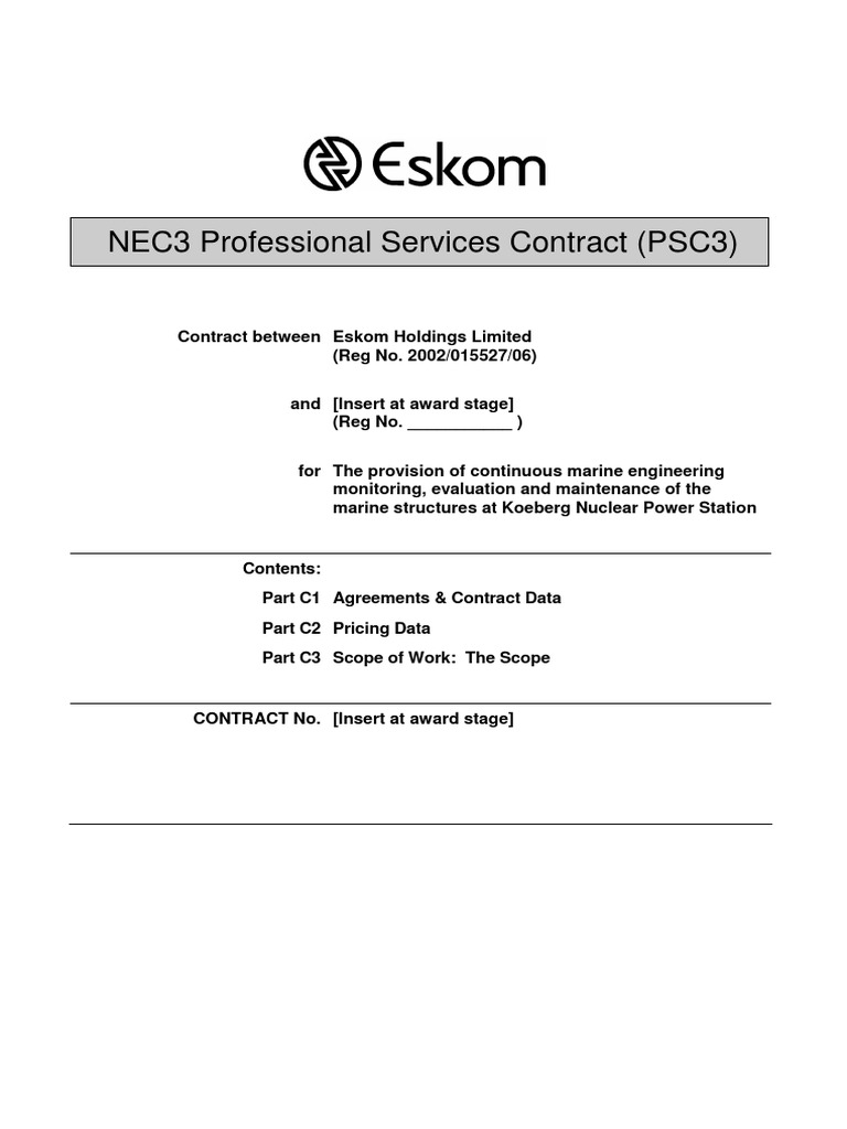 NEC3 Professional Services Contract - Final Draft | PDF | Offer And ...