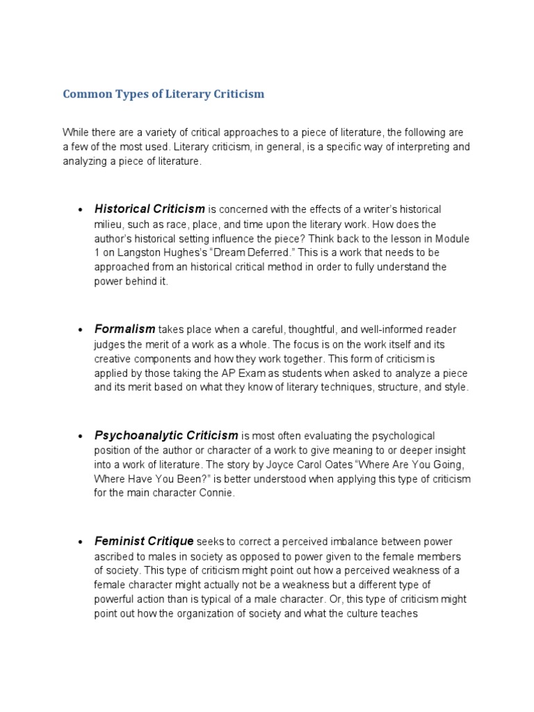 Common Types of Literary Criticism | PDF | Social Science