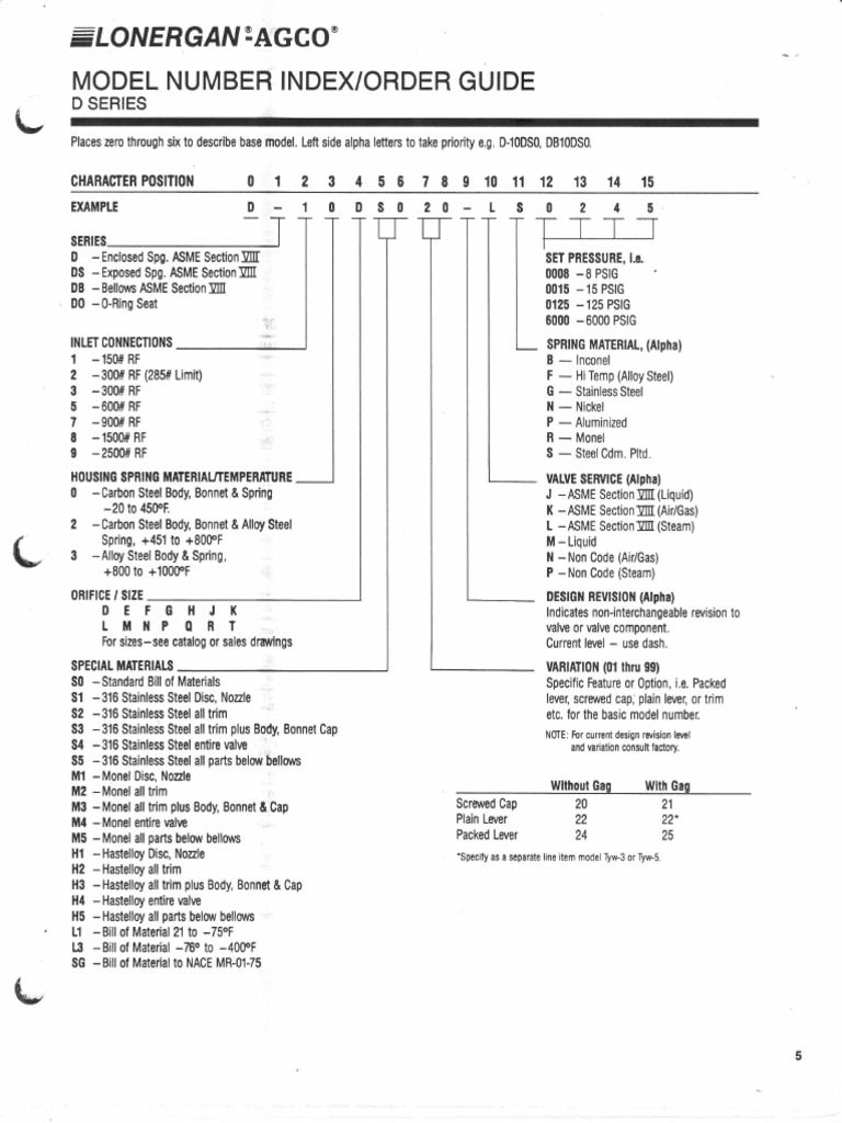 Lonergan Part Numbering | PDF | Valve | Chemistry