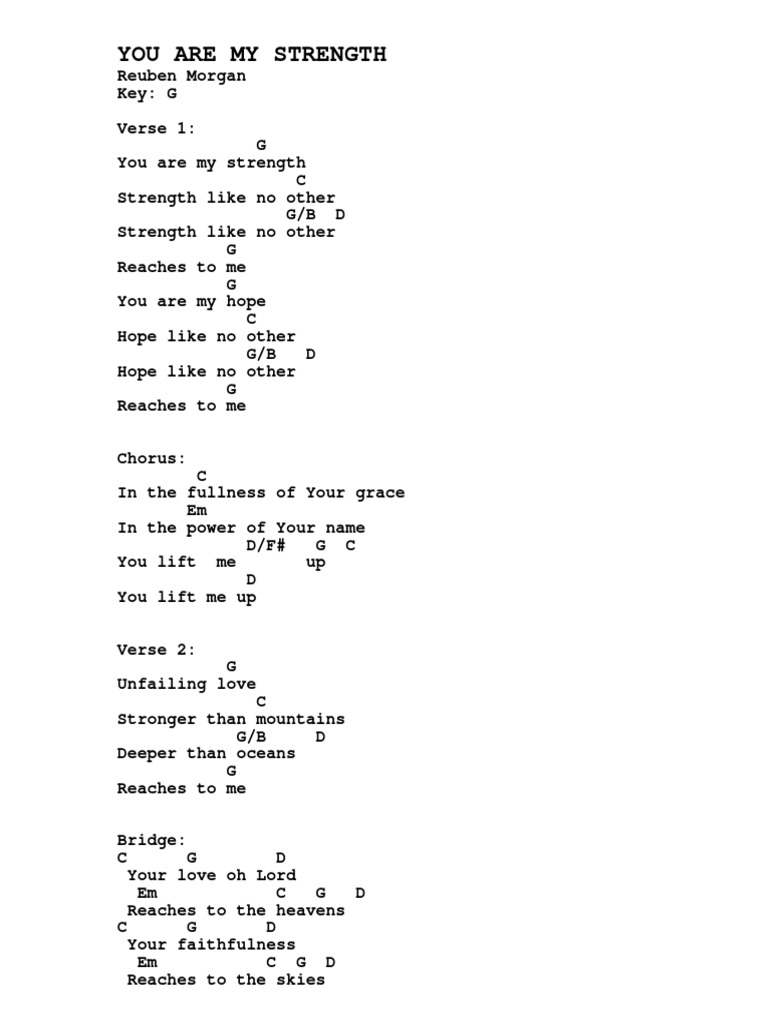 You Are My Strength Lyrics and Chords | PDF
