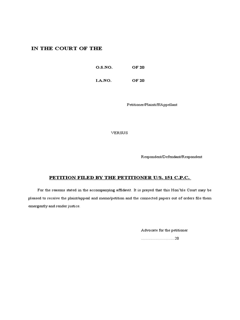 Emergent Petition Format Under CPC | PDF