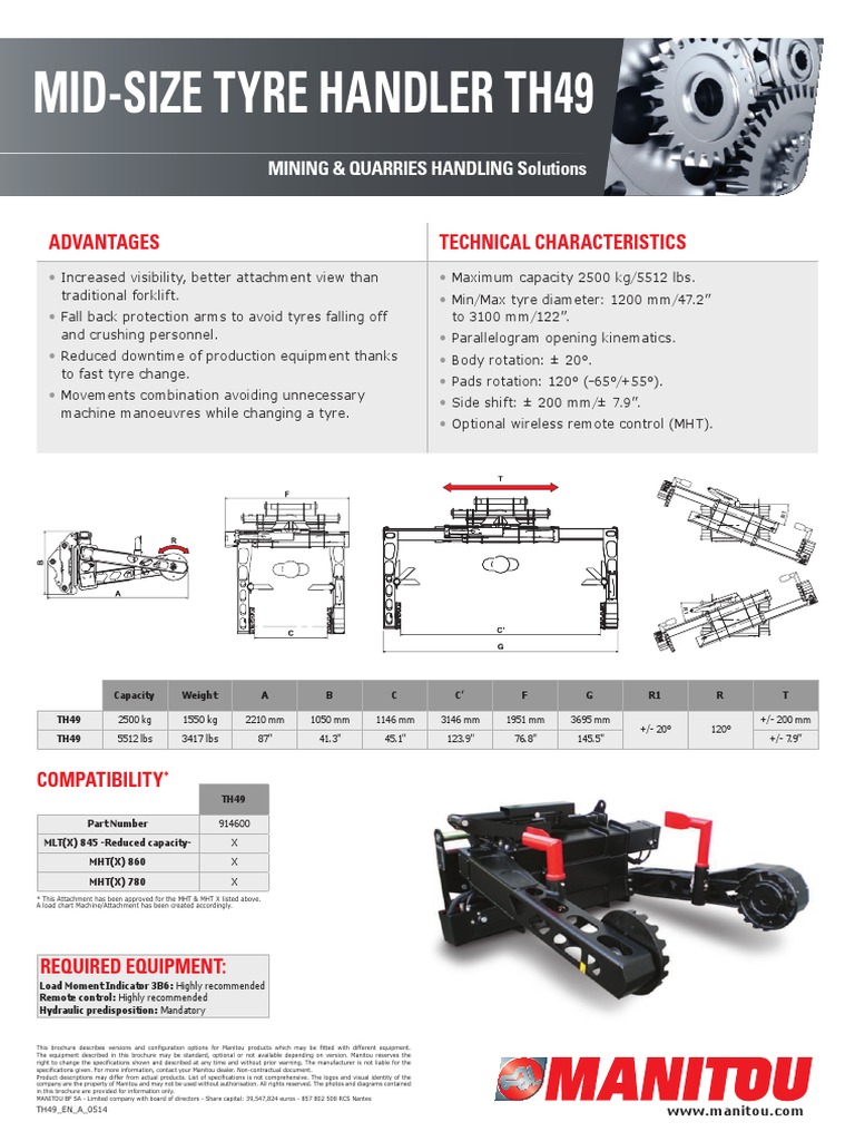 Manitou TH49 Tyre Handler Overview | PDF