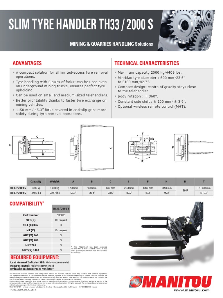 Slim Tyre Handler - Manitou (EN) | PDF | Road Vehicles | Tire