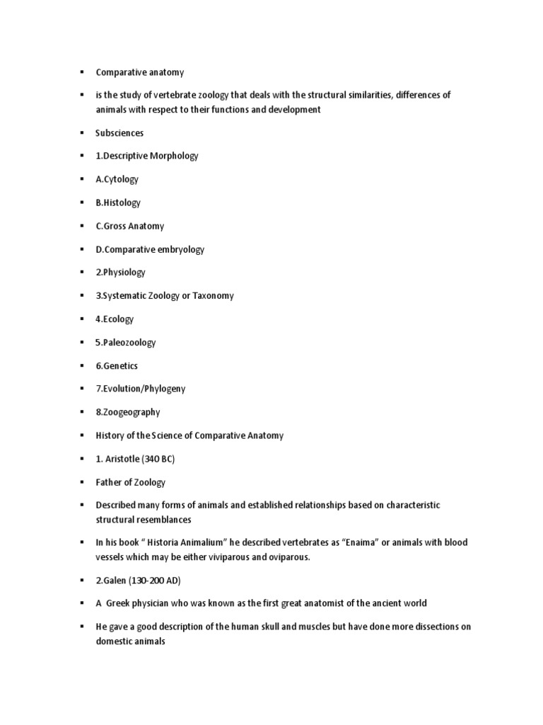 Comparative Anatomy | PDF | Anatomy | Zoology