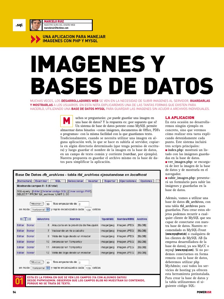 Imágenes y Bases de Datos | PDF | Mi sql | Tabla (base de datos)