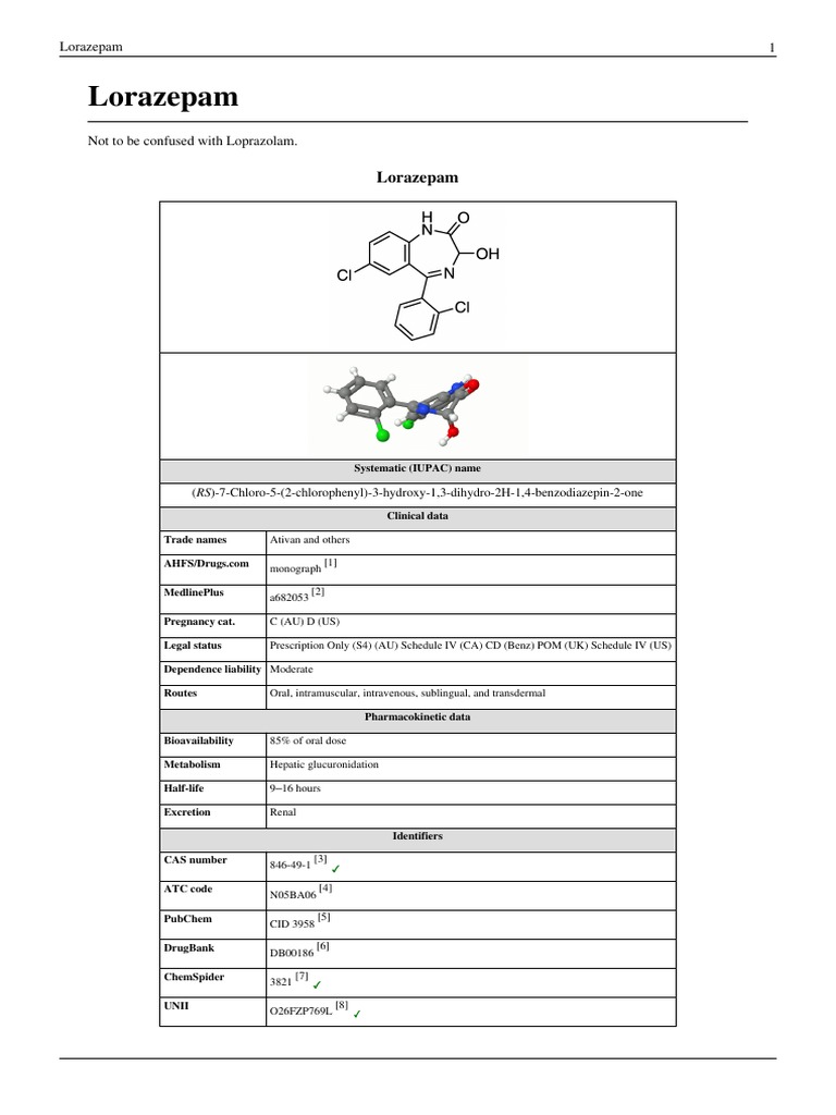 Lorazepam | PDF | Benzodiazepine | Pharmacology