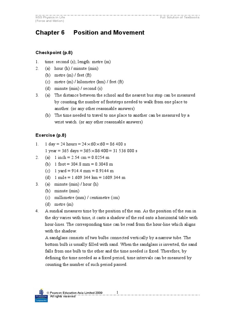 Position and Movement: Checkpoint (p.8) | PDF | Acceleration | Speed