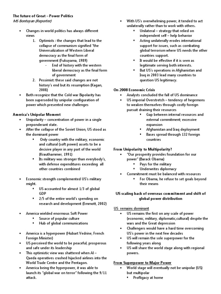 Shifts in Global Power Post-WWII | PDF | Polarity (International ...