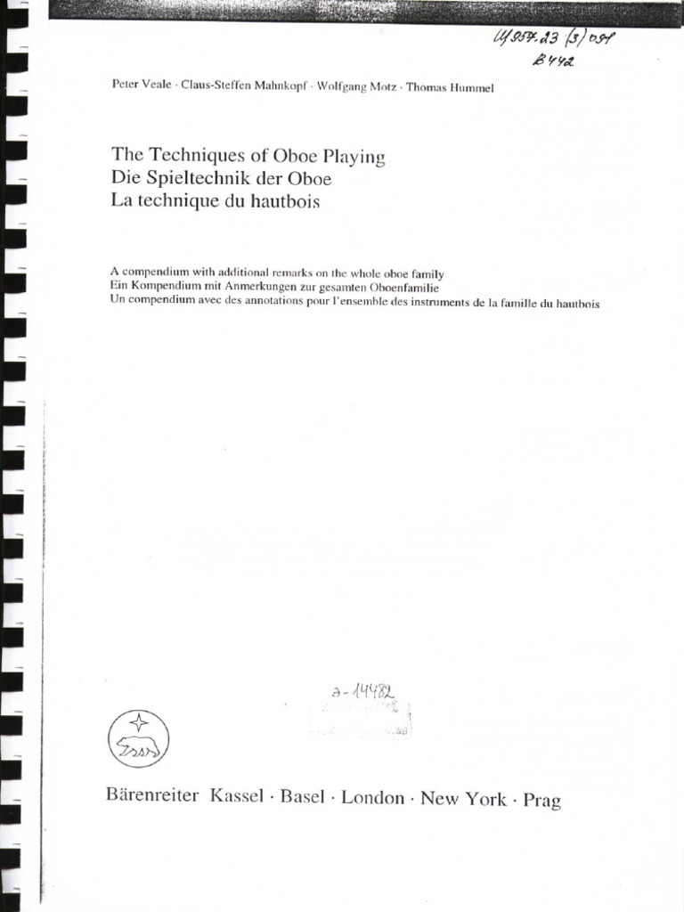Peter Veale - The Techniques of Oboe Playing | PDF