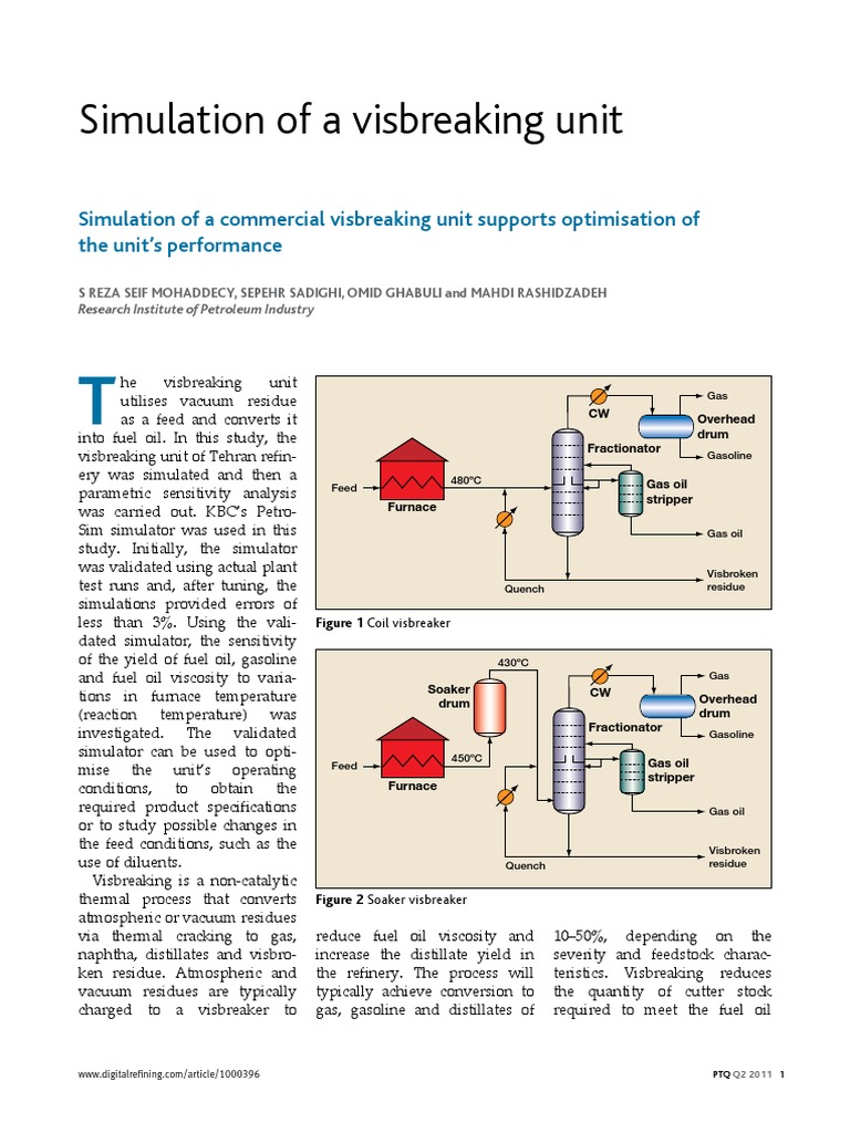 Simulation of A Visbreaking Unit | PDF | Chemistry | Physical Sciences