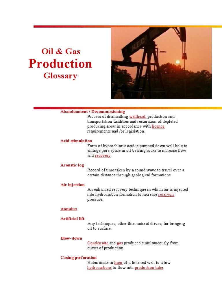 Oil and Gas Glossary | PDF | Natural Gas | Petroleum Reservoir